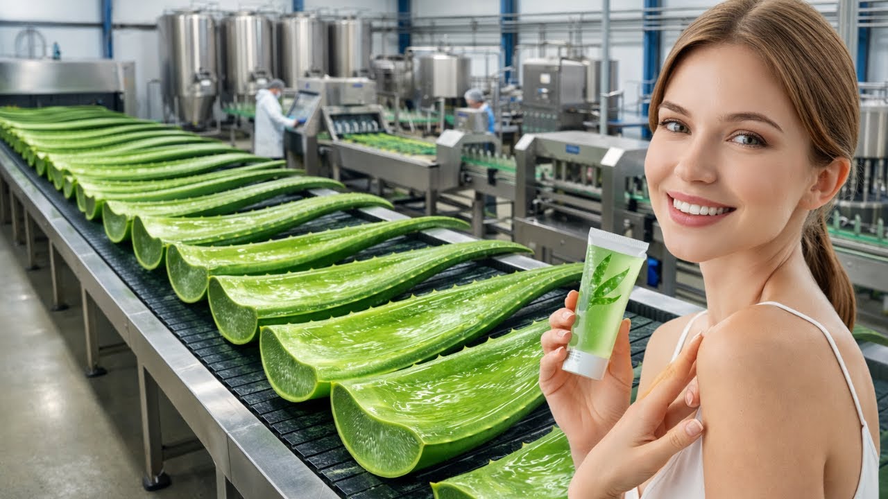 System Flow - Inside the Aloe Vera Gel Factory From Field to Skincare ...