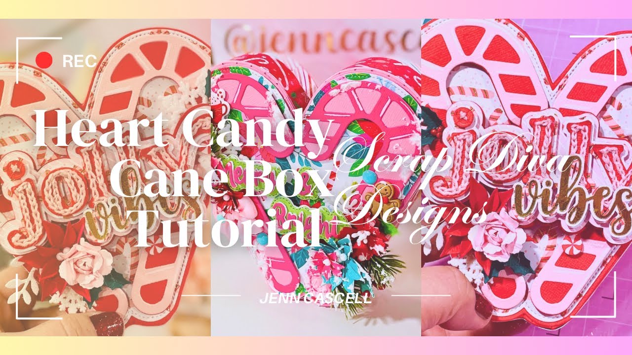 Heart Candy Cane Box Tutorial for Scrap Diva Designs - YouTube