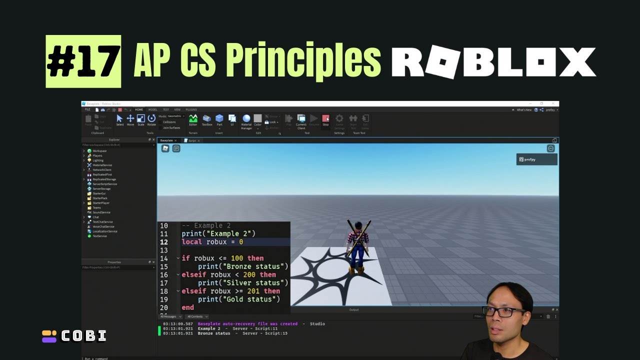 [AP CS Principles Roblox] if, elseif, and end - YouTube