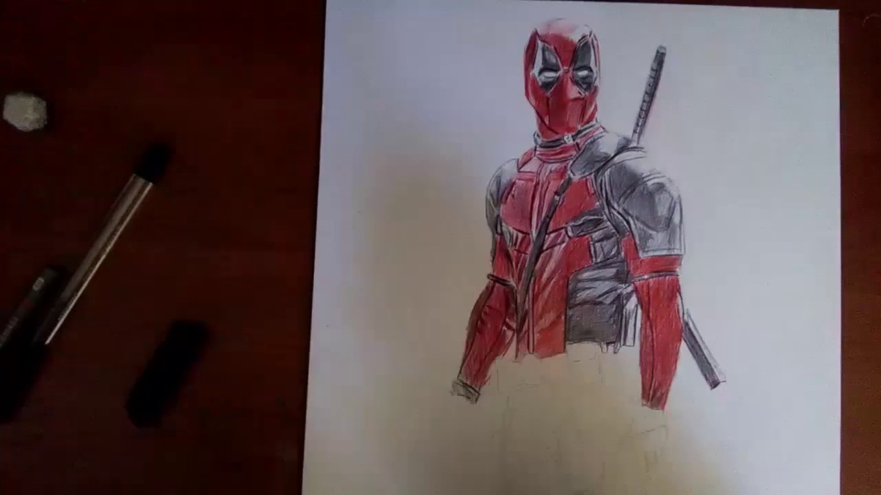deadpool drawing ballpoint pen - YouTube