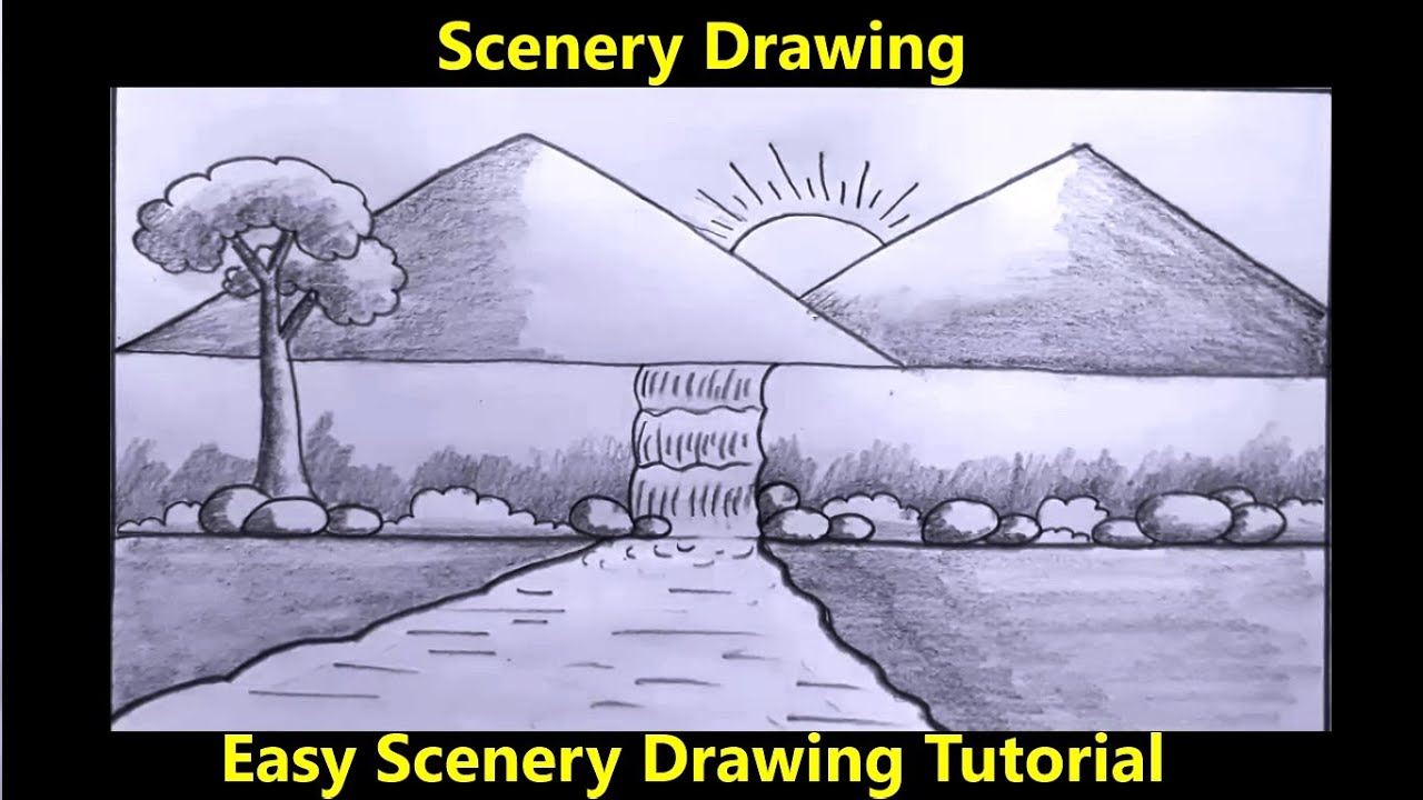 How to Draw a scenery | Easy Scenery Drawing | Pencil Drawing - YouTube