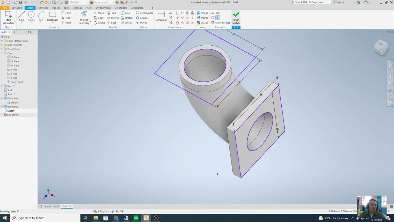 Inventor 2022 pipe sweep - YouTube