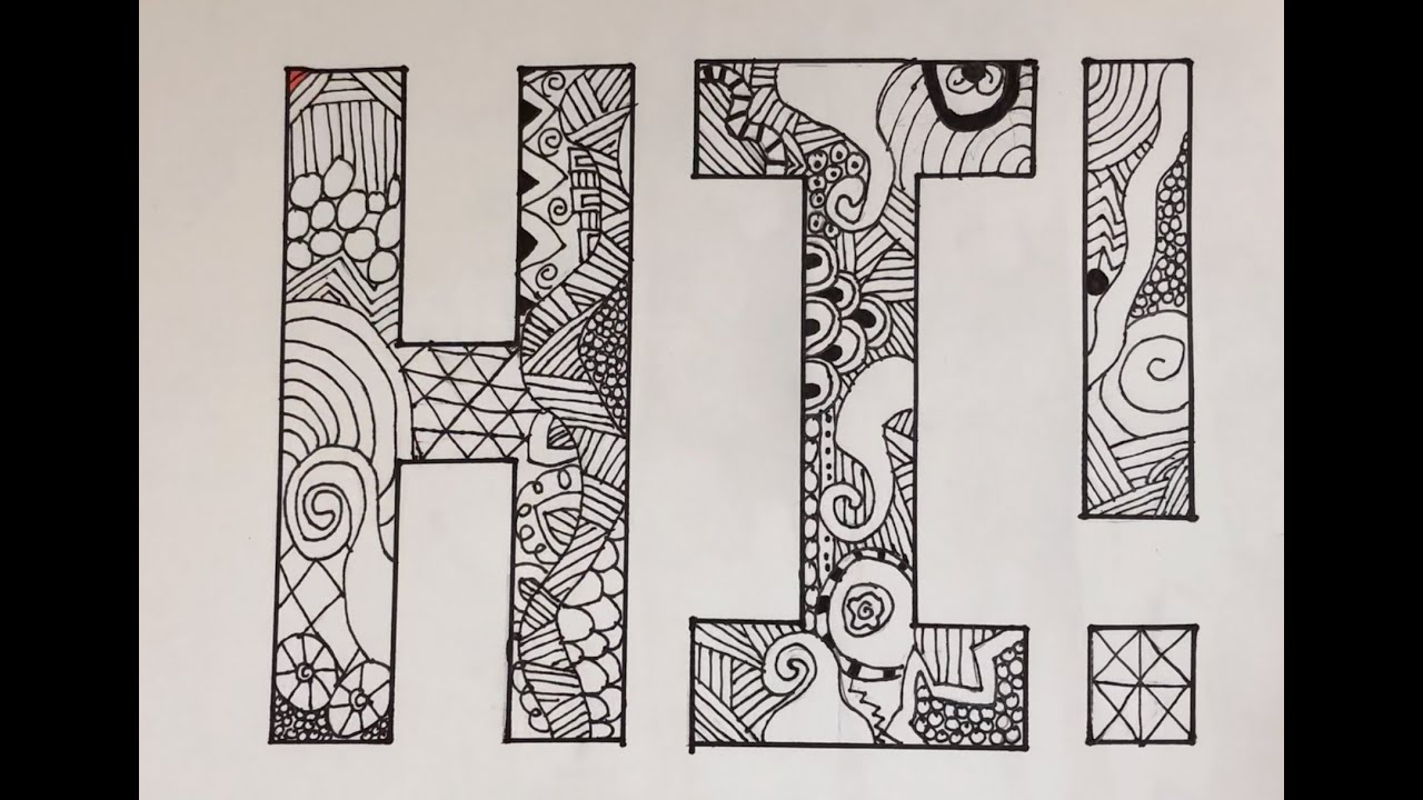 "Hi!" drawing and zentangle 😀 - YouTube