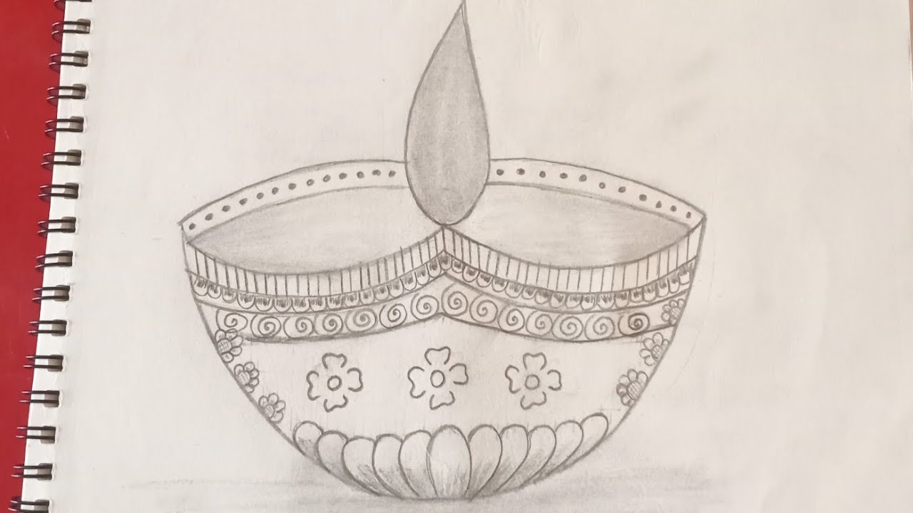 HOW TO DRAW A DIYA | EASY AND BEAUTIFUL DIYA PENCIL SKETCH | DIWALI ...