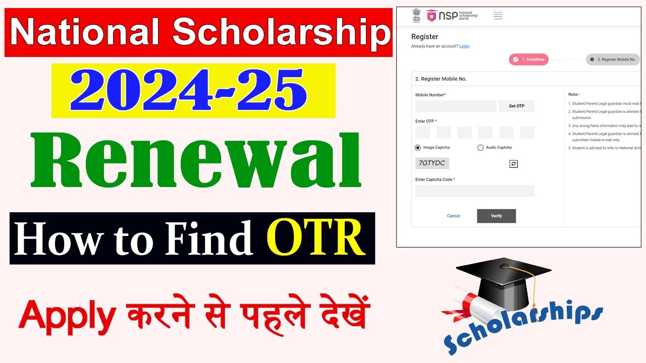 National Scholarship Renewal Otr Registration Find Kaise Kare 2024 25