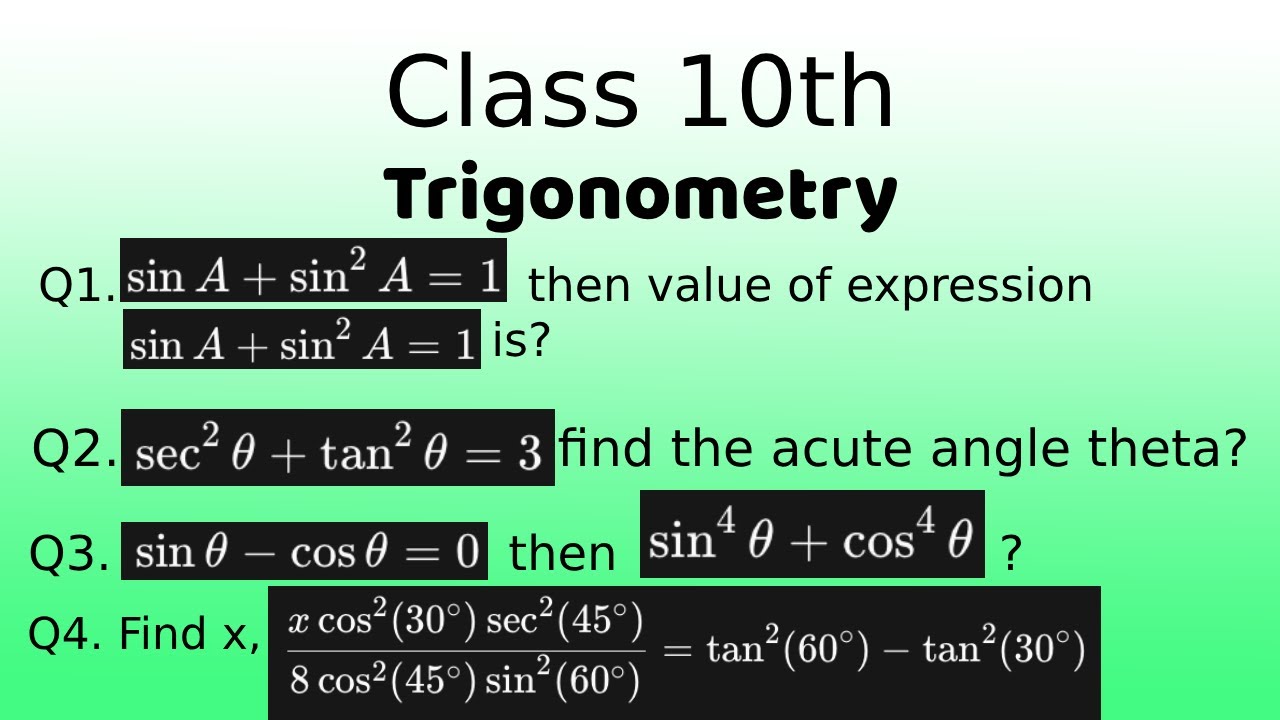 Trigonometry: Problem-Solving | Class 10 Math | Board exam CBSE - YouTube