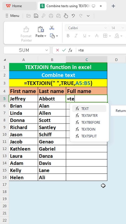 Combine texts using TEXTJOIN function in excel - YouTube