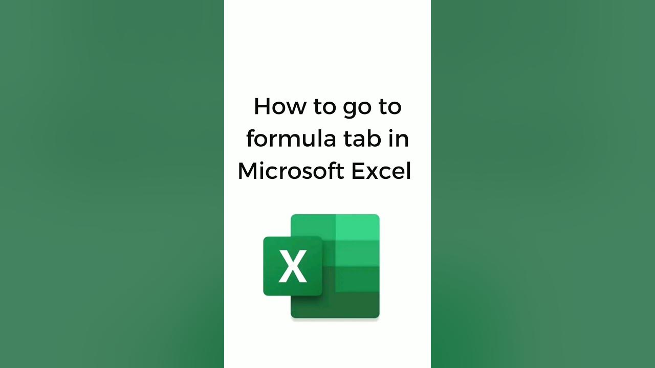 How to go to formula tab in Microsoft Excel || The one || #excel #msexcel #shortcuts - YouTube
