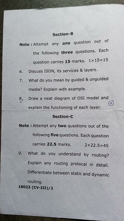 CCSU BCA Computer Networks Latest question paper||vinay classroom - YouTube