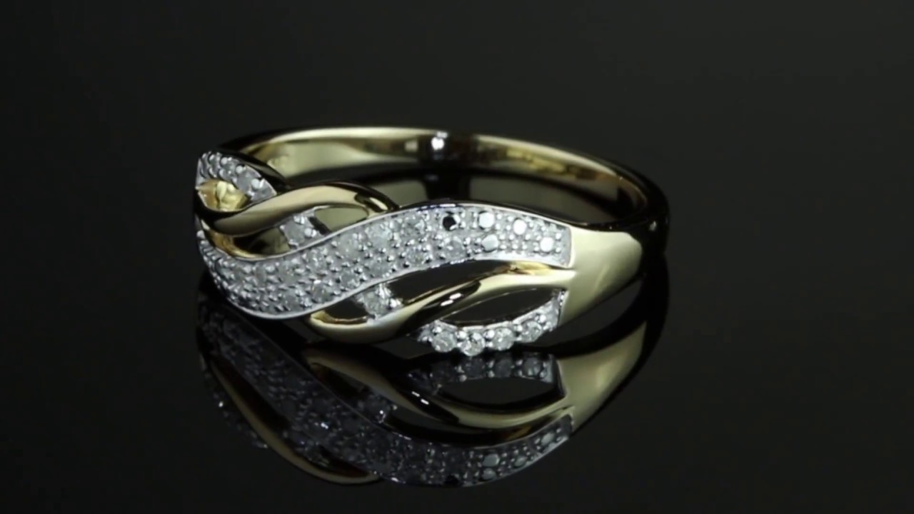 Round Diamond Solid 10k Yellow Gold Infinity Crossover Ring - YouTube
