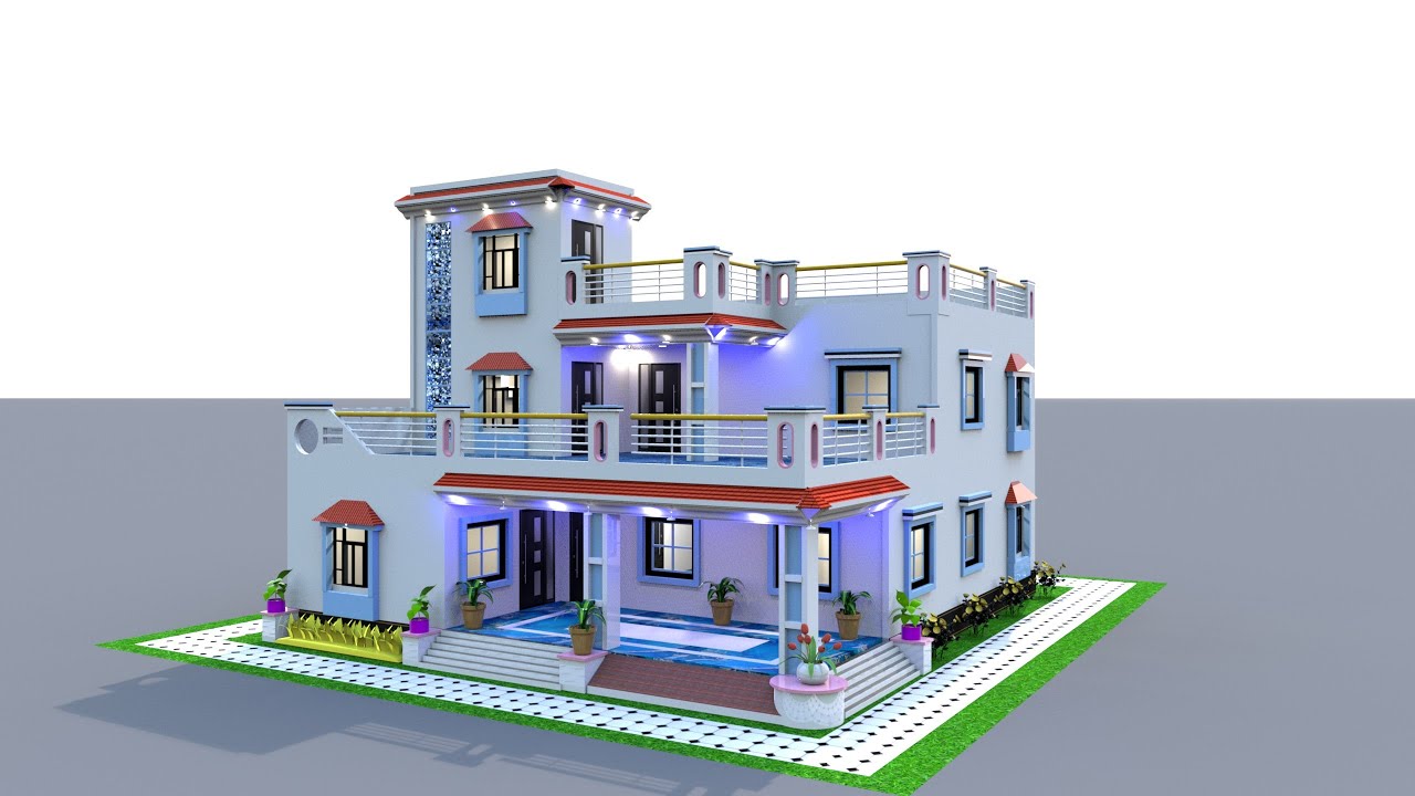 40x45 Two Floor Modern Villa Design | 40 BY 45 Double Story House ...