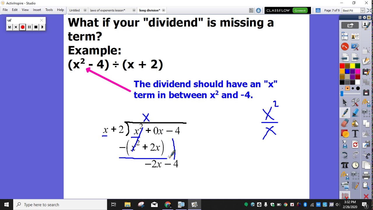 long division missing term - YouTube