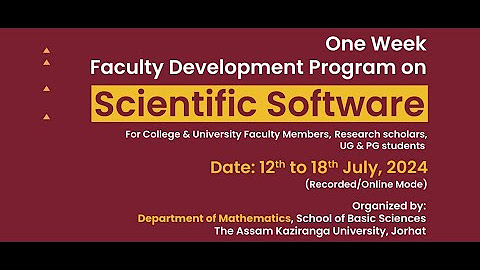 One Week Faculty Development Program on Scientific Software - YouTube