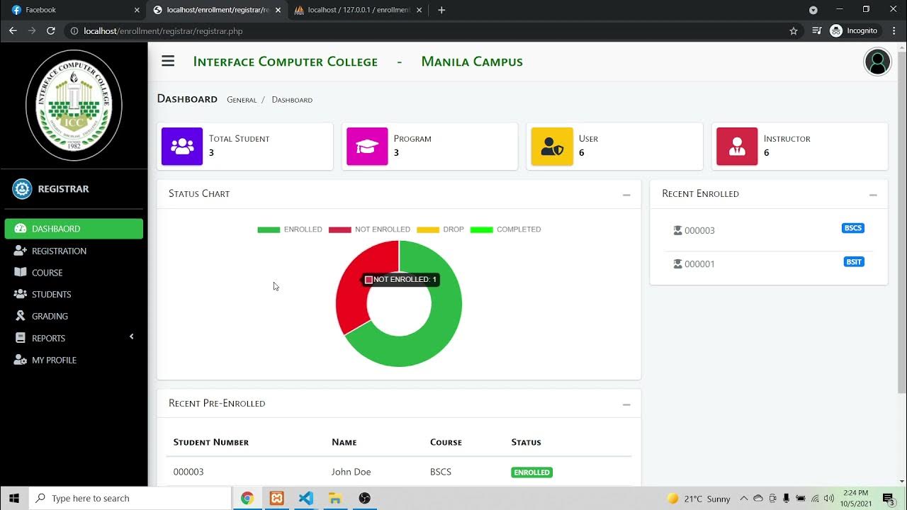 COMPREHENSIVE ENROLLMENT SYSTEM, PHP, MYSQL, BOOTSRAP 4 - YouTube