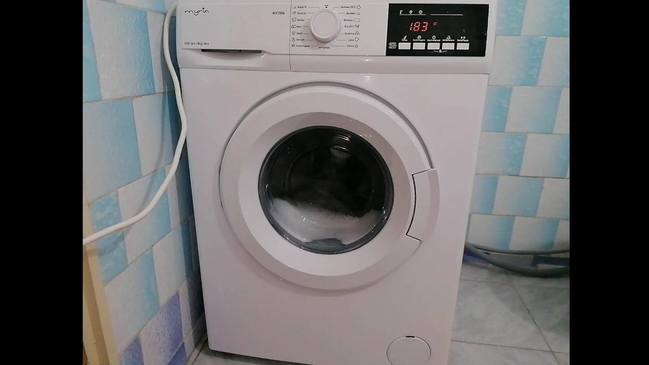 myria washing machine Cotton 90°C drum cleaning - YouTube