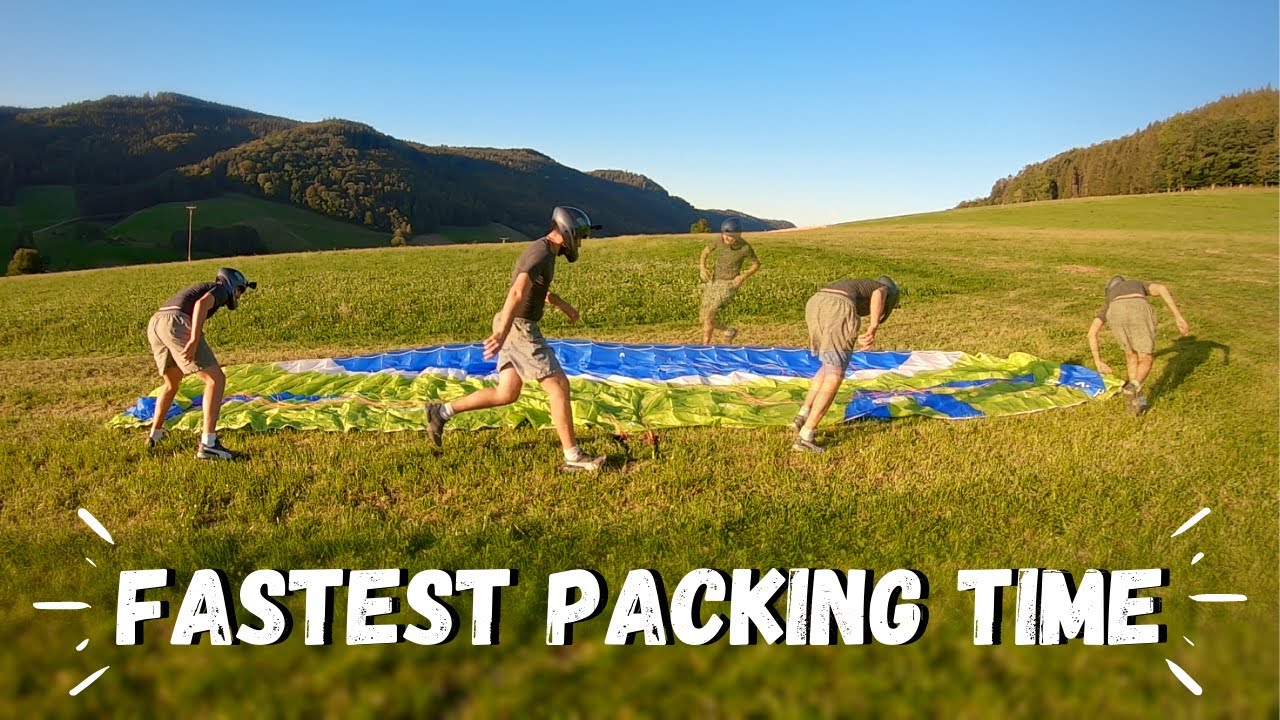 How To Pack A Paraglider Fast - SPEED CHALLENGE | Great Method! - YouTube