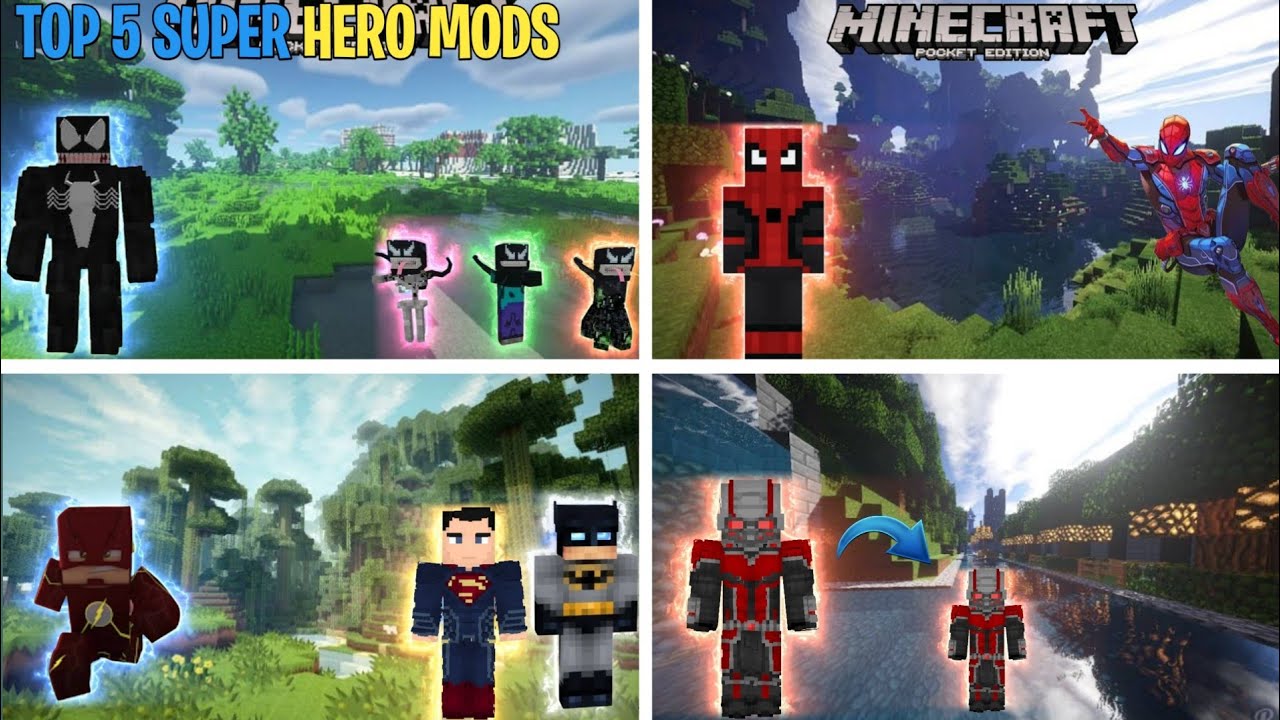 TOP 5 SUPER HERO MODS FOR MINECRAFT POCKET EDITION 1.18.30 - YouTube