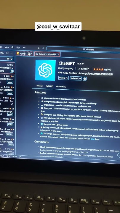 Integrating CHATGPT in VSCODE | CODEwSavitaar #shorts #coding #trending #short #javascript - YouTube