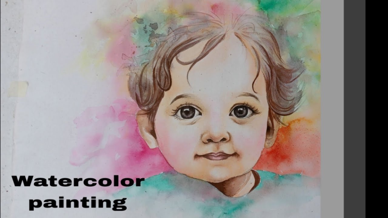 watercolor portrait painting of a baby girl , easy watercolor painting ...