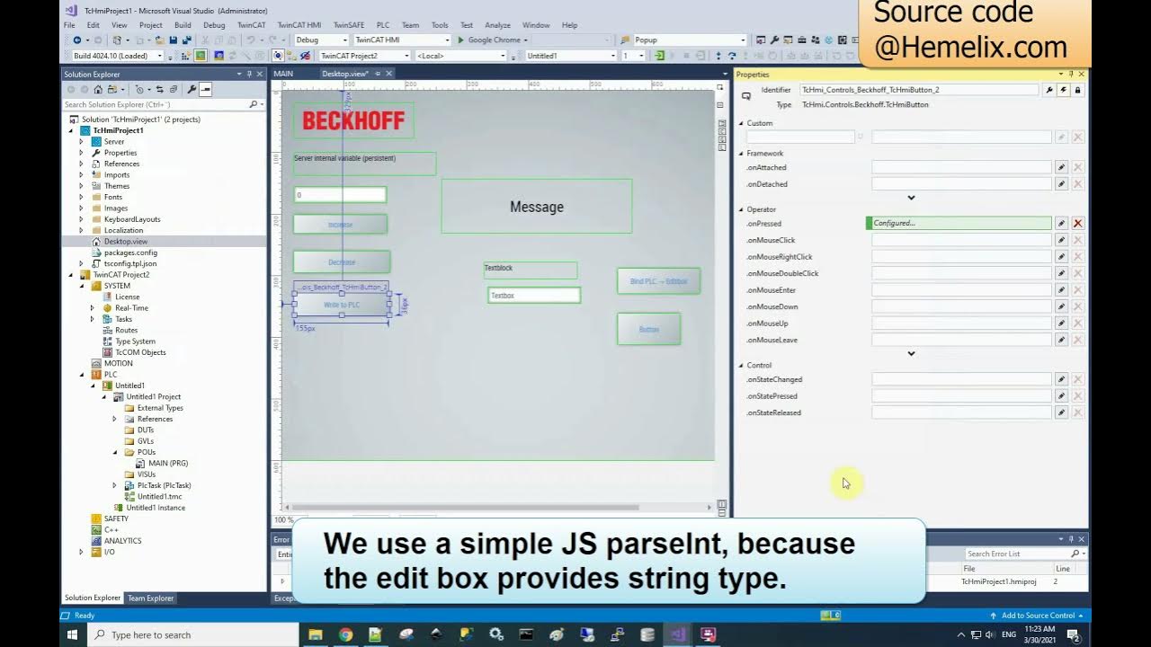 TwinCAT HMI Symbol and Binding - YouTube