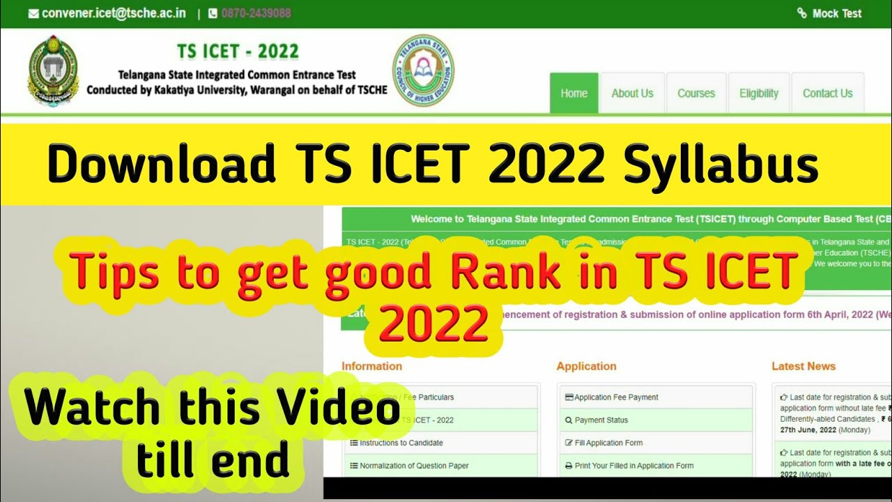 Download TS ICET 2022 Syllabus | TS ICET 2022 Exam Tips | TS ICET 2022 ...