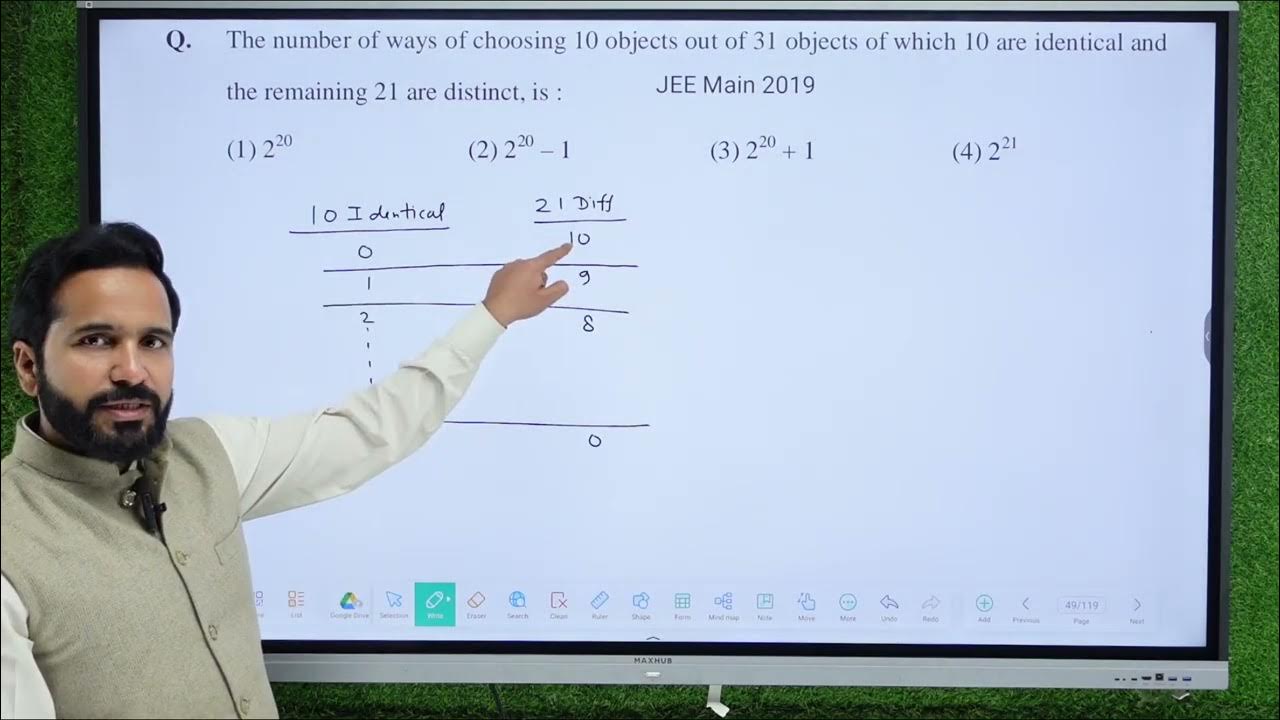The number of ways of choosing 10 objects out of 31 objects of which 10 are identical and the ...