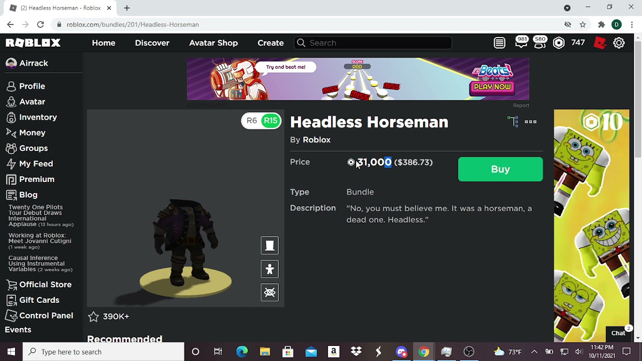 Why Headless Horseman On Roblox Costs 31k Robux - YouTube
