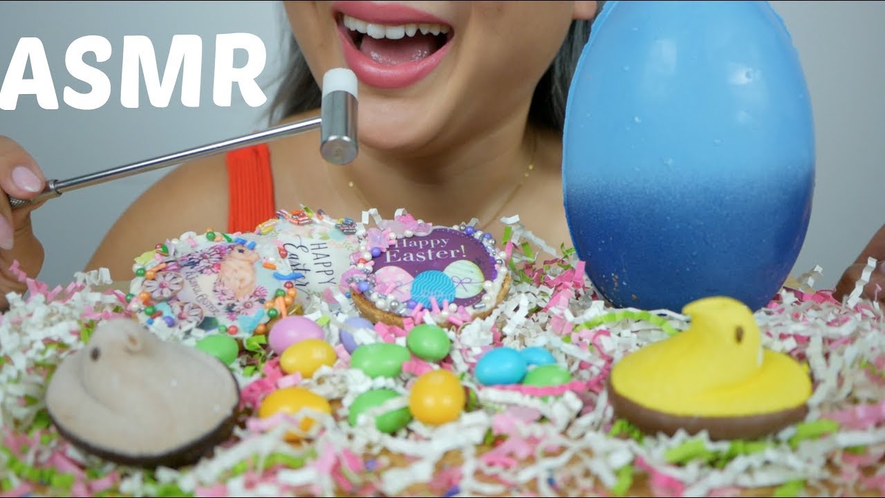 ASMR Giant Easter Egg, Peeps & Mini Chocolate | *No Talking Eating ...
