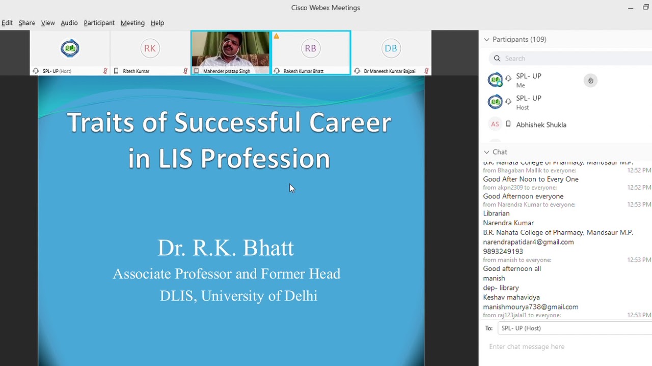 First Webinar Series on Traits of Successful Career in LIS Profession ...