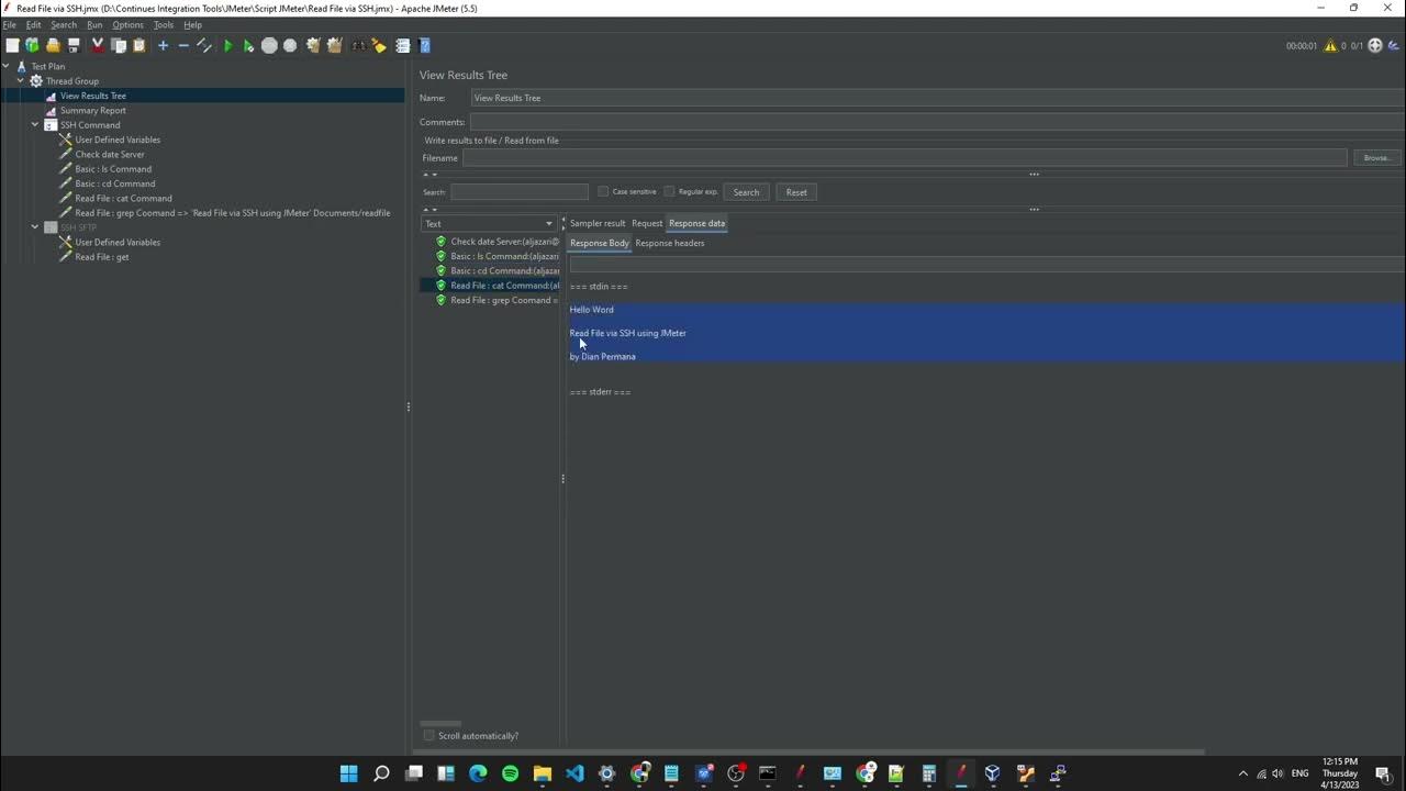 Reading File.txt via SSH on JMeter - YouTube