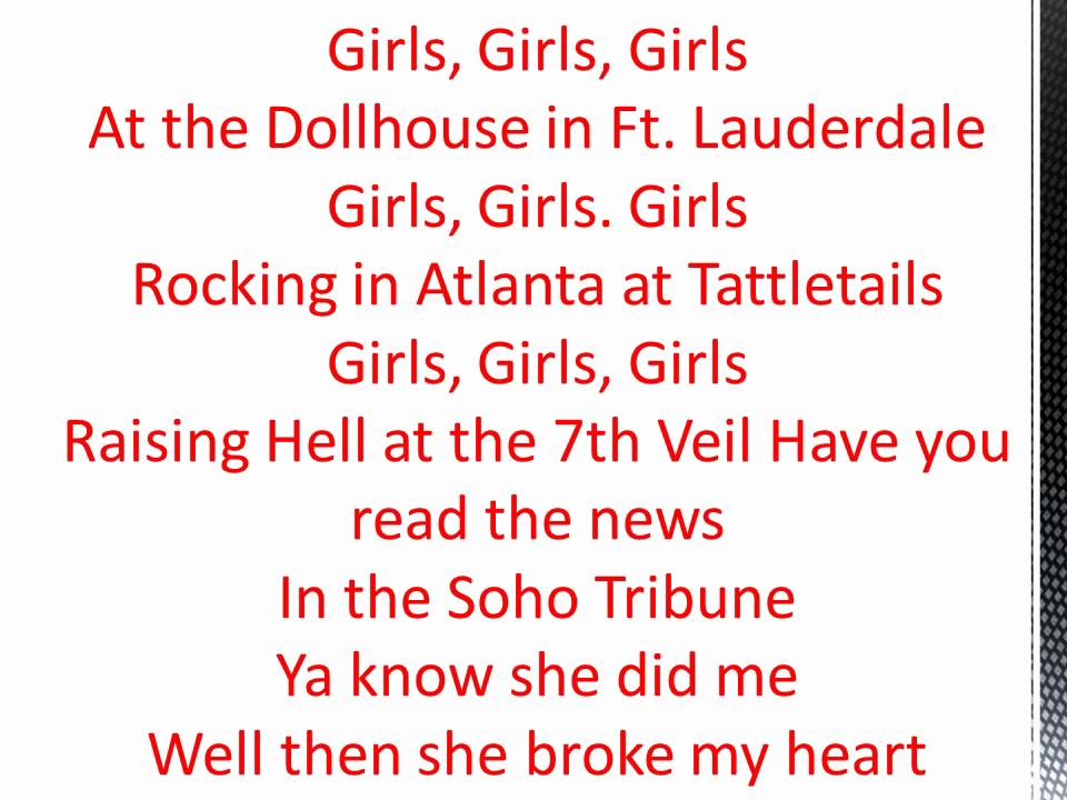 Girls, Girls, Girls Lyrics - YouTube