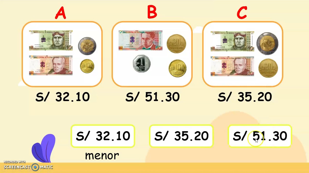 Hojas De Trabajo Para Comparar Cantidades De Dinero