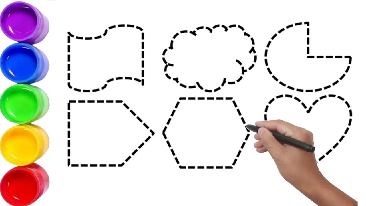 easy shape drawing, drawing circle shape smile emoji, sun triangle ...