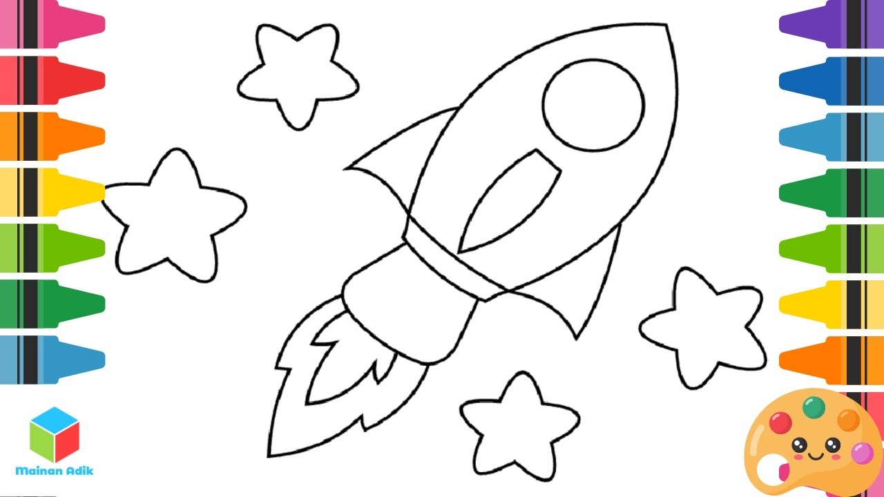 BELAJAR MEWARNAI GAMBAR ROKET UNTUK ANAK TK PAUD - Coloring Games - YouTube