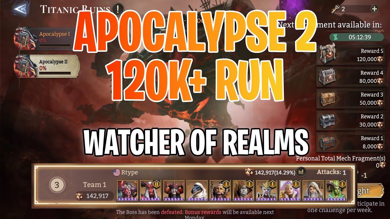 Semrah Apocalypse 2 120K Run Titanic Ruins - Watcher of Realms - YouTube