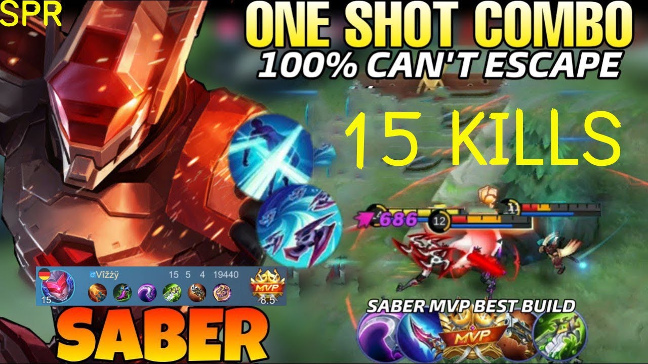 SABER 15KILLS BUILD ONE SHOT! MVP GAME! - YouTube