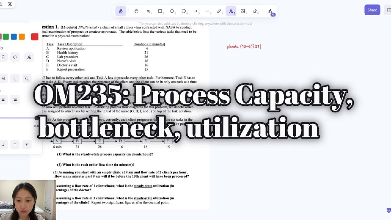 OM235: process capacity, bottleneck, utilization [Exam 1 practice ...
