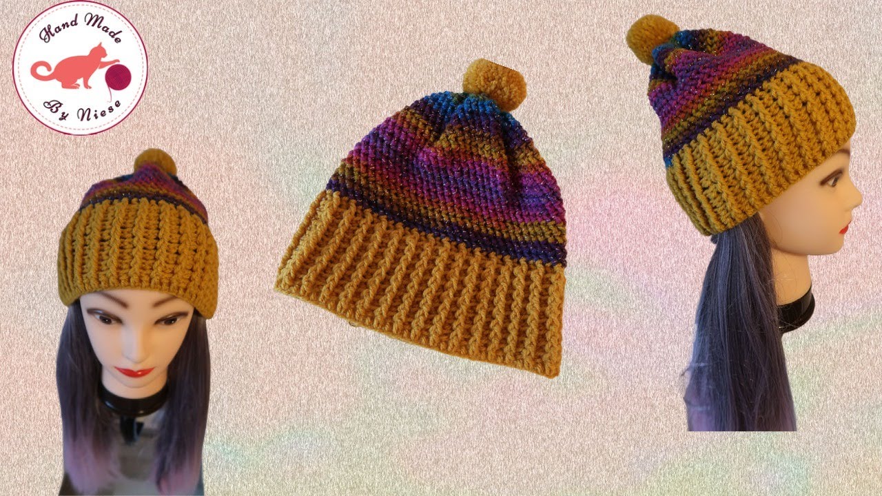 Haak-Tutorial-Muts haken in kepersteek halve stokjes #haken - YouTube