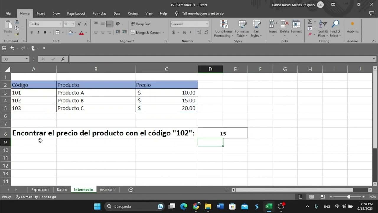 Funciones INDEX y MATCH en Excel: Curso Intermedio 14 - YouTube
