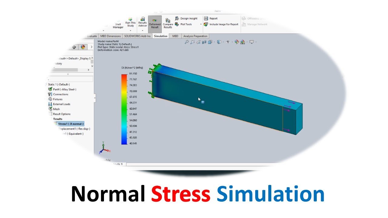 Normal Stress Simulation menggunakan Solidworks - YouTube
