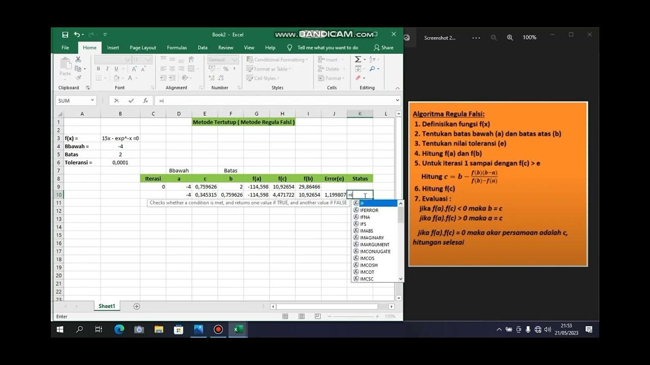 UTS Metode Numerik : Menggunakan Metode Regula Falsi - YouTube