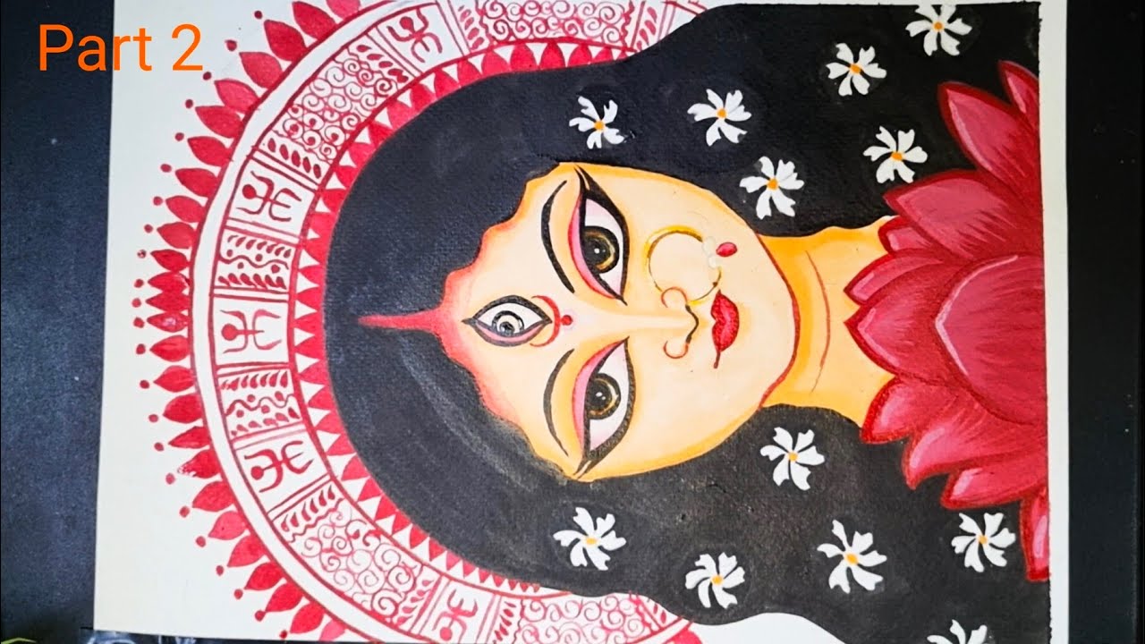 Maa Durga Oil Pastel drawing video Part 2 | Devi Durga drawing video ...