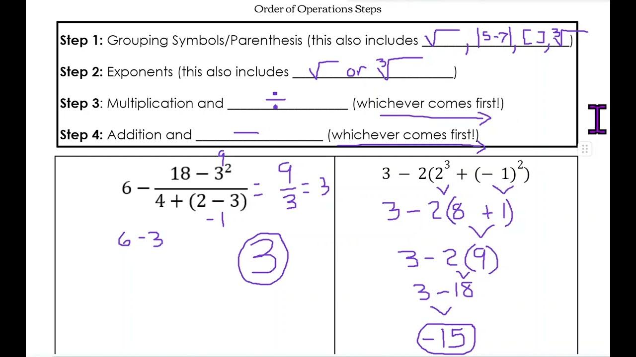 order of operations and evaluating expressions using substitution - YouTube