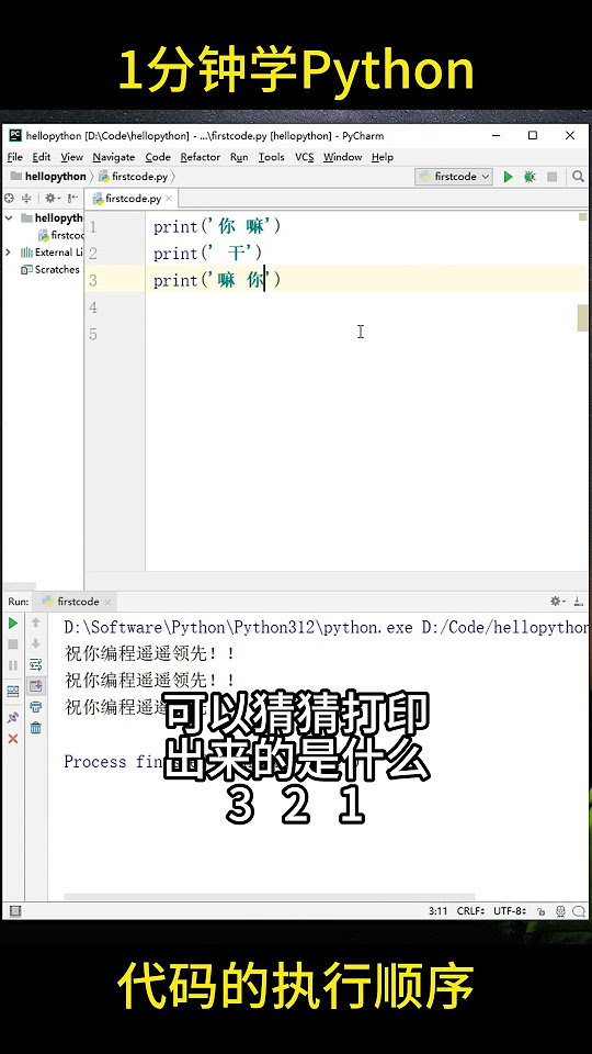 【1分钟学python】代码的执行顺序 Python 编程 Pythonprogramming Shady的混乱空间 Youtube 