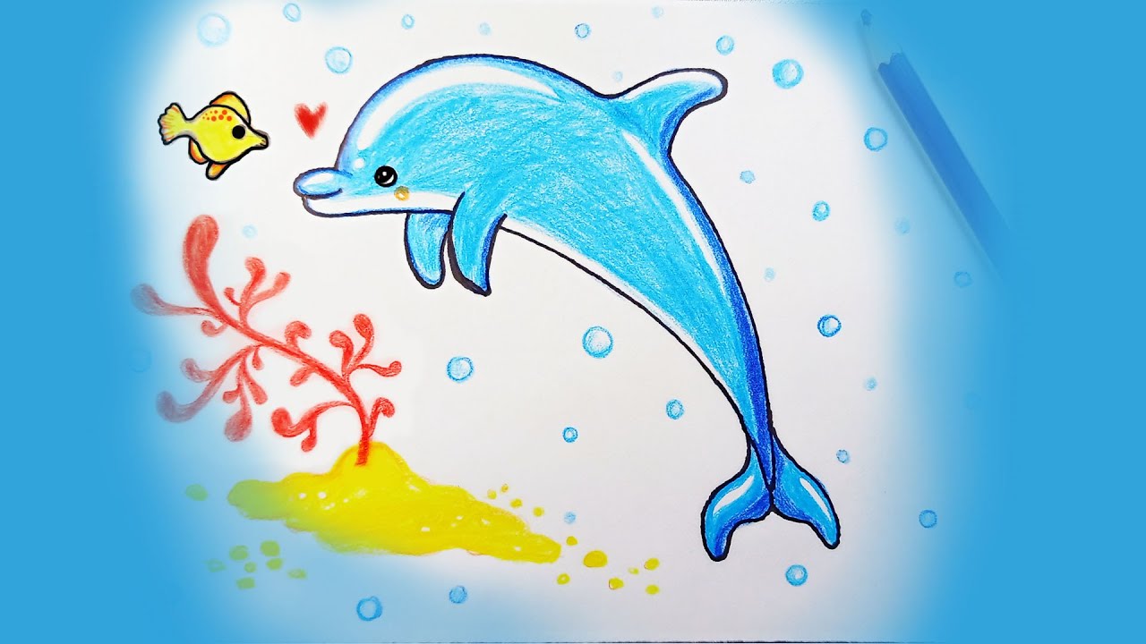 How To Draw Dolphin || Dolphin Drawing And Colour || Step by Step ...