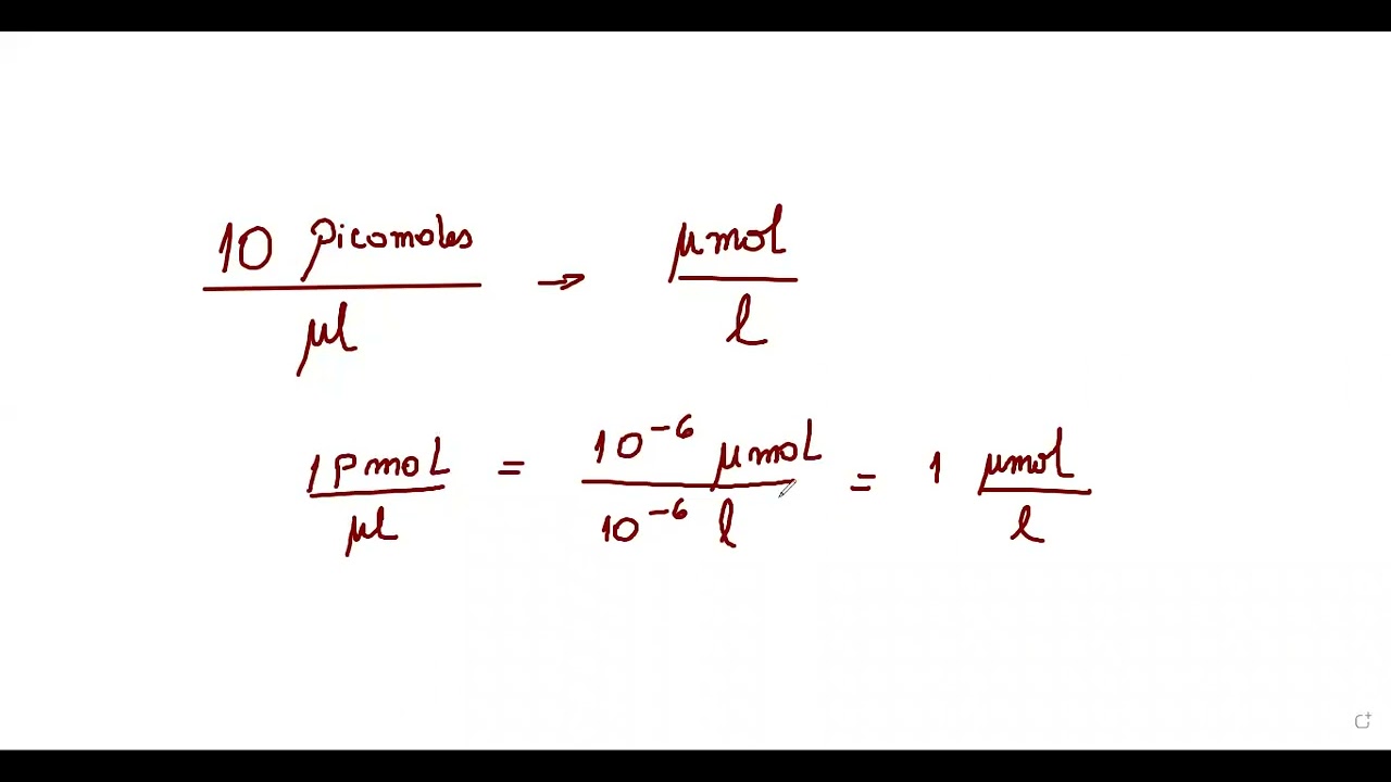 Picomol microlitro Equivalencia Con Micromol litro YouTube