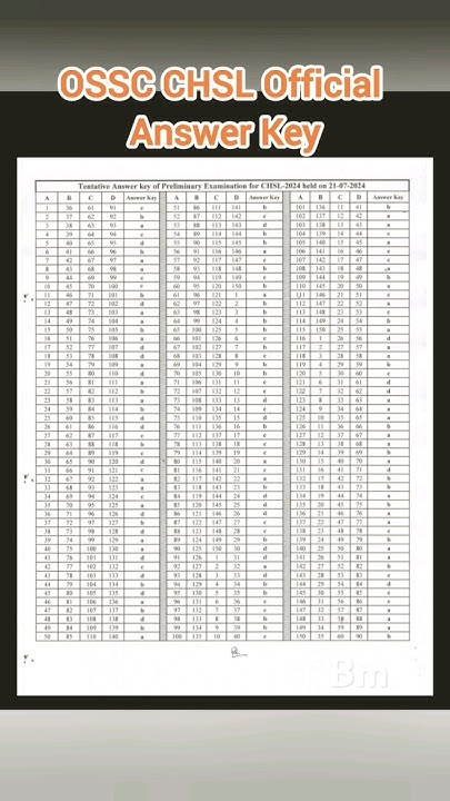 CHSL Official Answer key | OSSC CHSL Answer key #ossc #chsl - YouTube