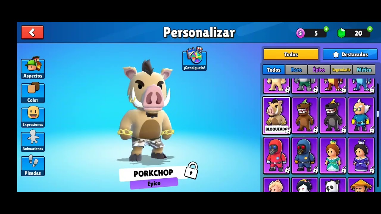 ENSEÑANDO PERSONAJES RAROS LEGENDARIOS Y EPICOS EN STUMBLE GUYS - YouTube