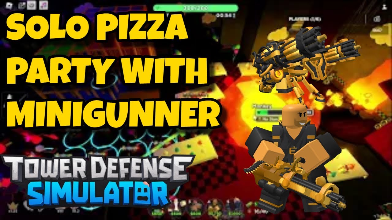 SOLO PIZZA PARTY WITH GOLDEN MINIGUNNER| ROBLOX Tower Defense Simulator ...