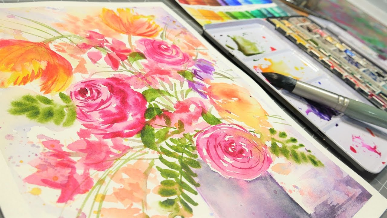 Paint Free! Loose Flowers Everyone Can Relax and Paint! - YouTube